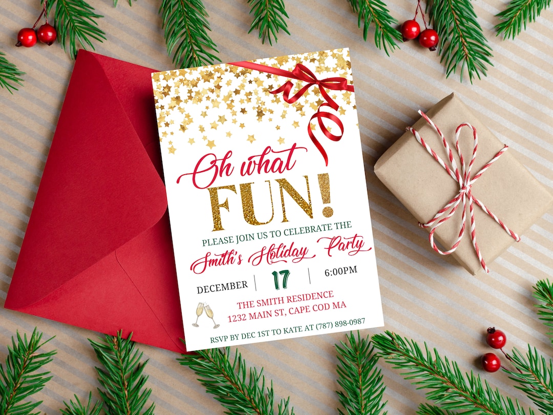 Christmas Party Invitation, Holiday Party Invitation, Oh What Fun ...