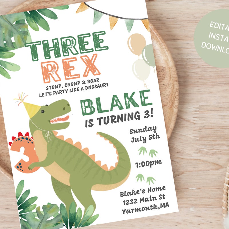 Three Rex Party - Etsy