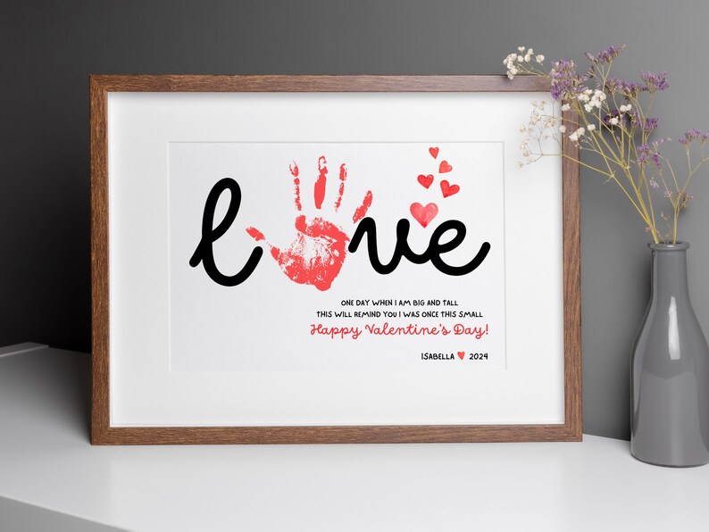 PRINTABLE Valentines Day Handprint Art Craft for Kids, Keepsake Art ...