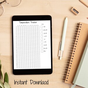 Temperature Log - A5 Journal Page - Printable Tracker - Temperature ...