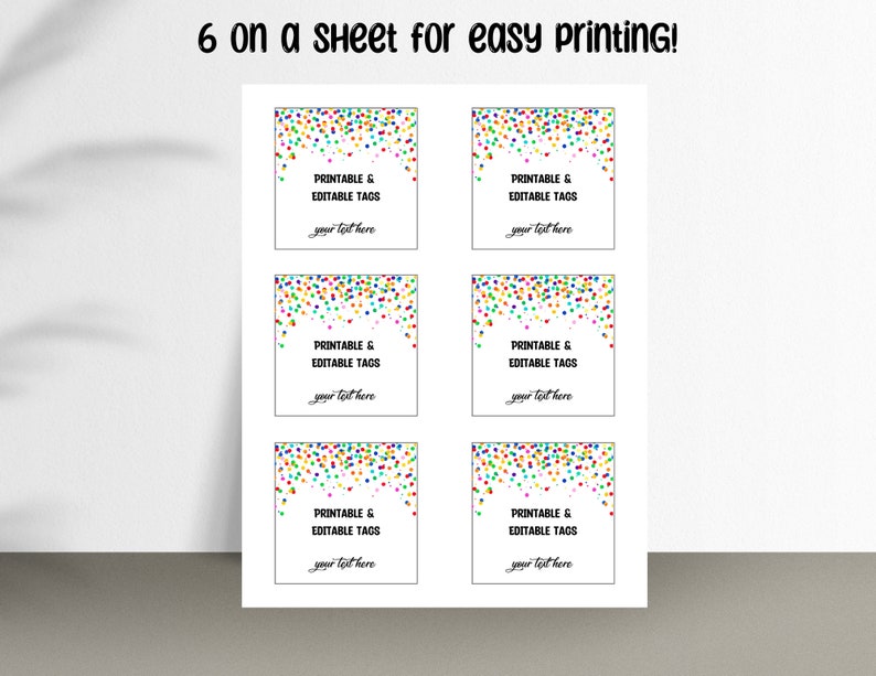 Printable Gift Tag Confetti Tag Template / Editable Favor - Etsy