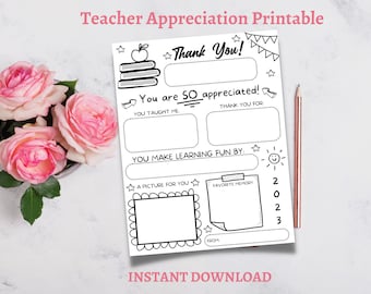 All About My Teacher Printable, Teacher Appreciation Week Printable ...