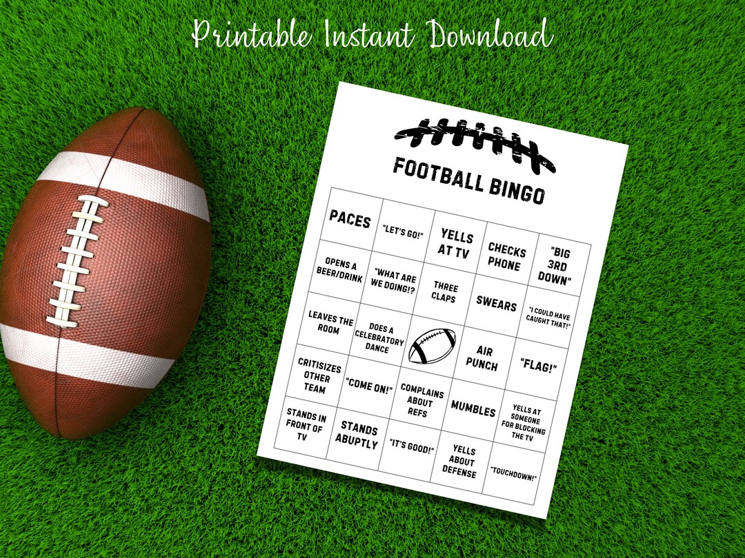 Football Bingo | Printable Sports Bingo Cards | Football Party Game ...