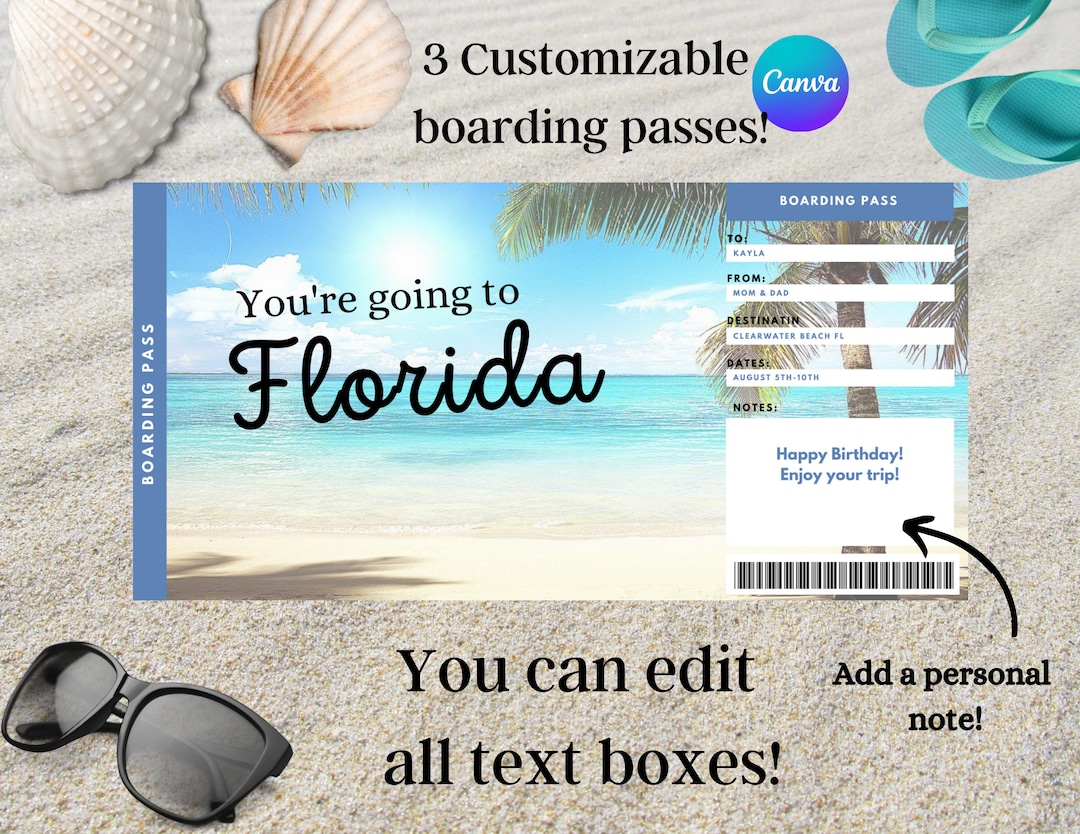 Printable Trip Ticket, Surprise Trip Ticket, Editable Boarding Pass ...