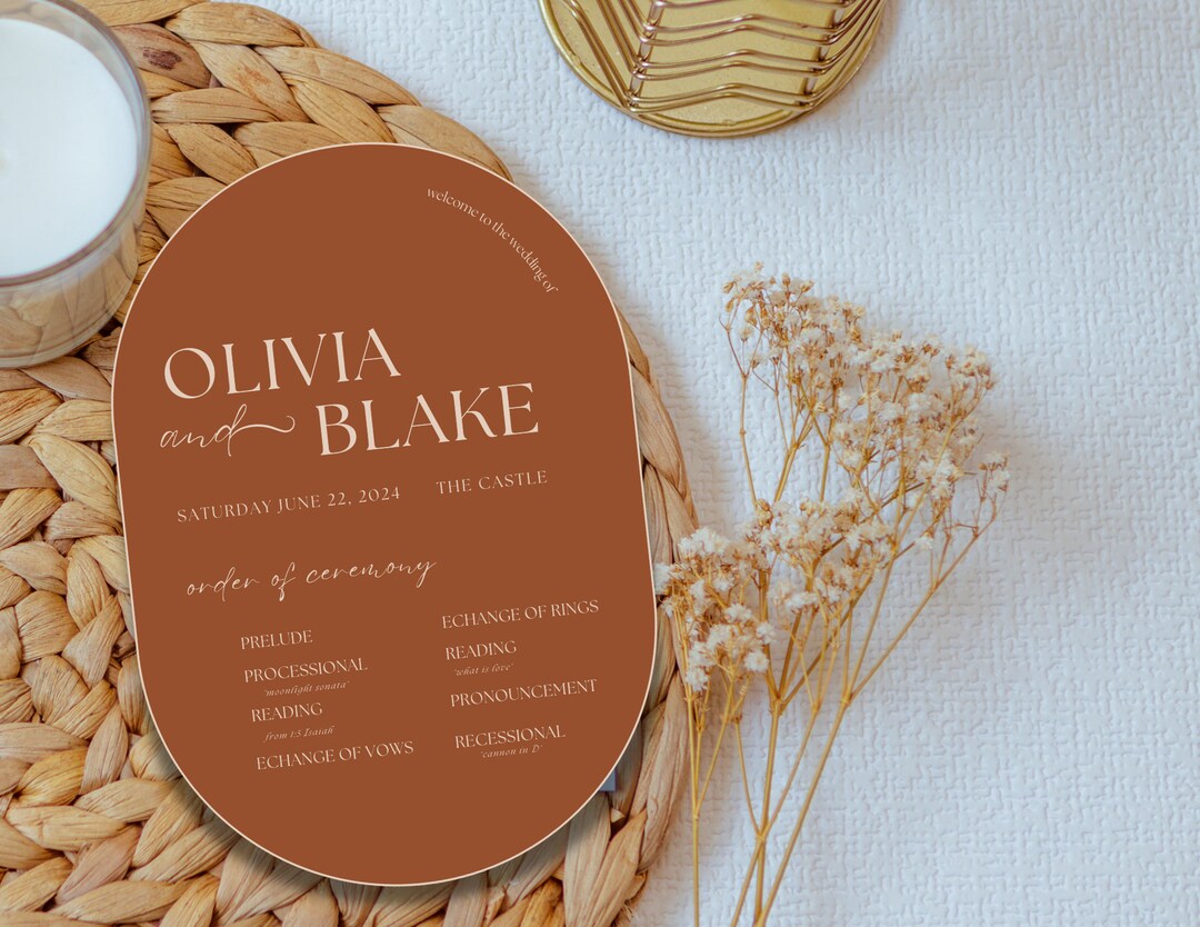 OVAL Edgy Modern Wedding Program Template, Minimalist Wedding Day ...