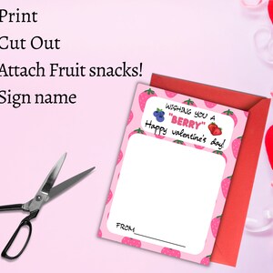 Valentines Day Fruit Snack Card Printable ,i'm so Berry Happy We're ...