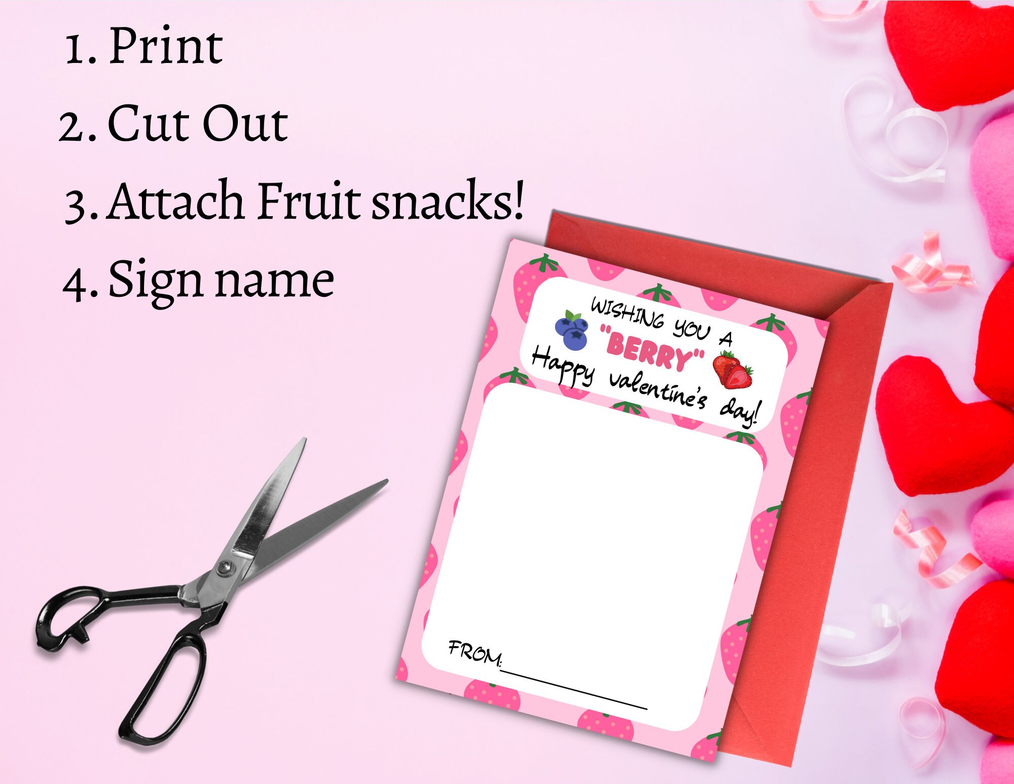 Valentines Day Fruit Snack Card Printable ,i'm so Berry Happy We're ...