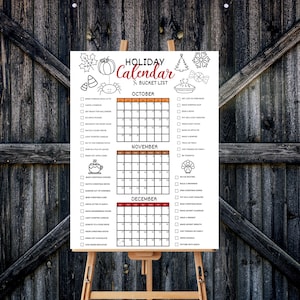 Printable Fall Calendar Poster, Fall Activities Calendar, Autumn ...