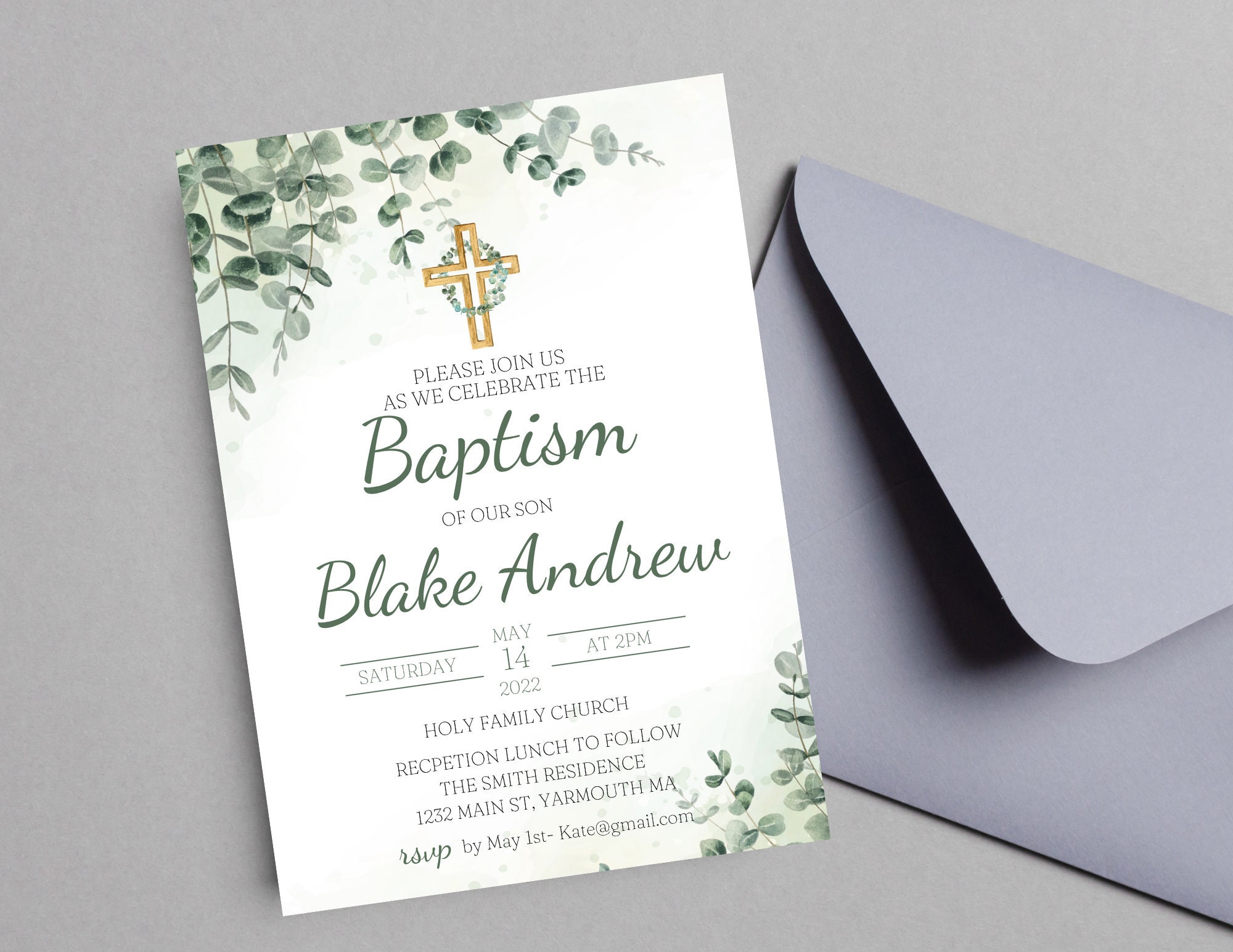 Baptism Invitation Template, Instant Download, Printable Baptism Invite ...