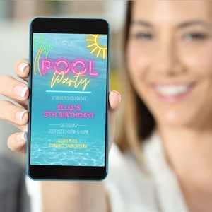 Pool Party Ecard,pool Party Text Invitation,pool Party Birthday Digital ...