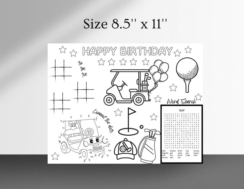 GOLF Coloring Page Golf Birthday Party Activity Game Golfing - Etsy