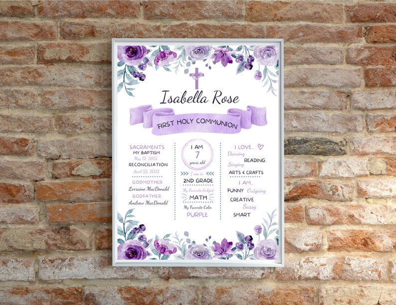 First Communion Sign, Editable Milestone Board, First Holy Communion ...