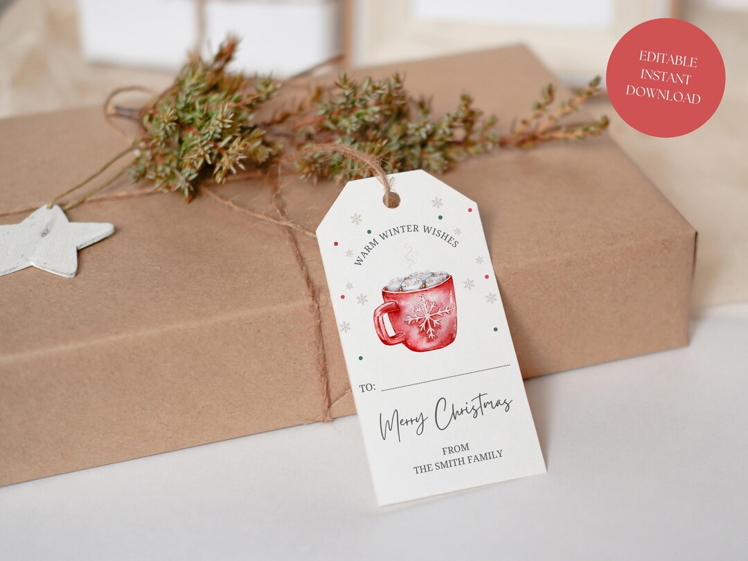 Editable Christmas Tags, Christmas Gift Tags, Holiday Hot Cocoa Gift ...
