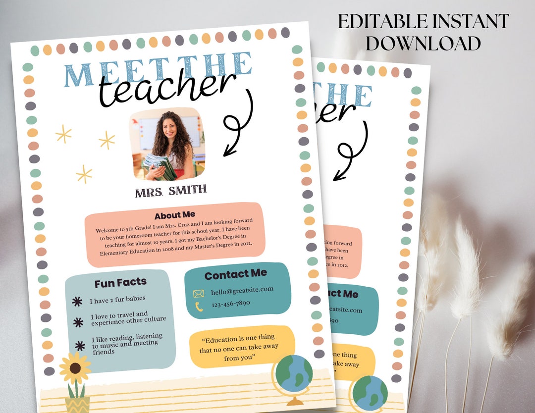 Meet the Teacher Editable I I Meet the Teacher Boho Template I Editable ...
