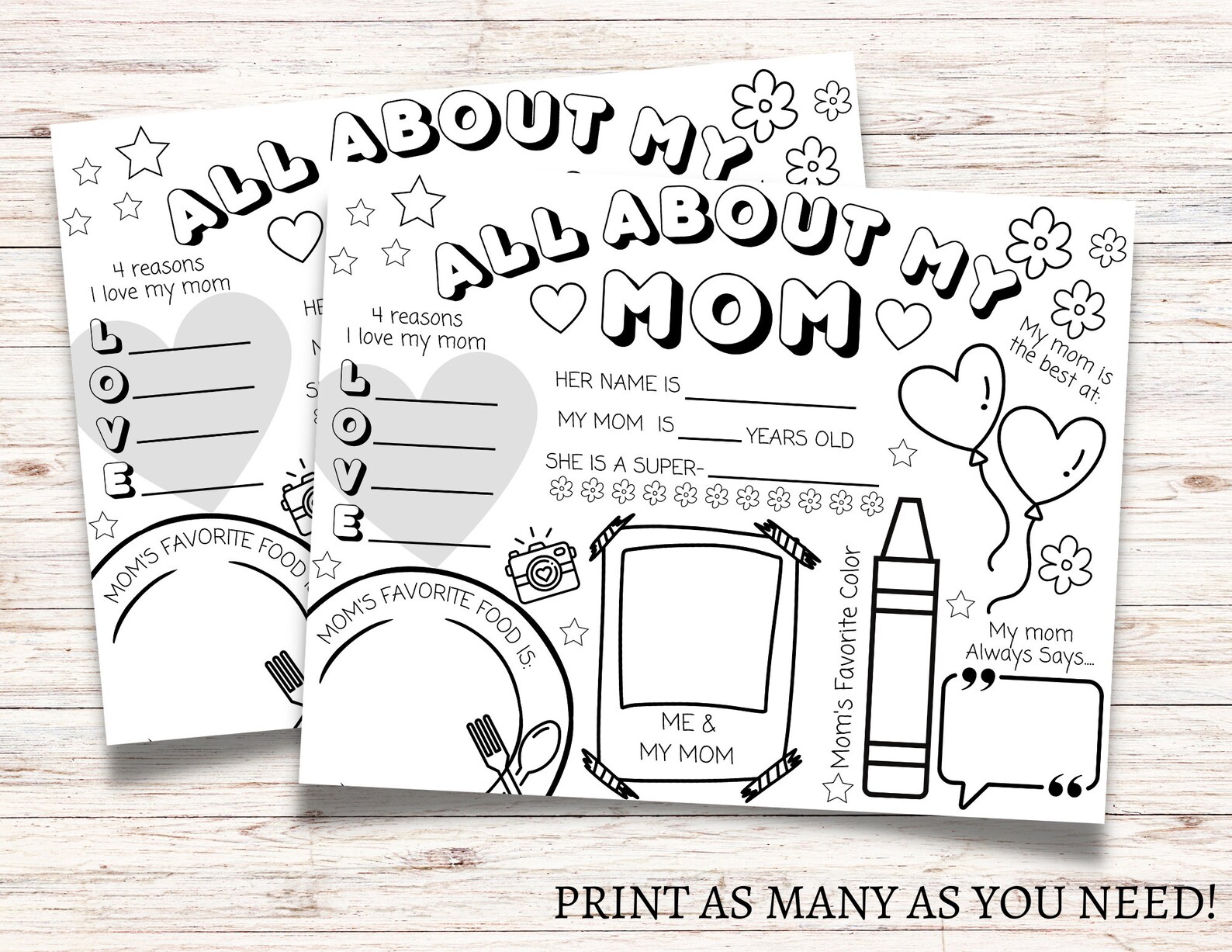 All About My Mom Printable Mother's Day Craft - Etsy