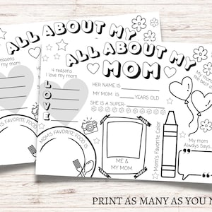 All About My Mom Printable, Mother's Day Craft, Mother's Day Coloring ...