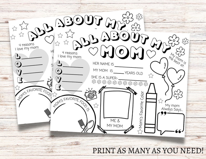 All About My Mom Printable Mother's Day Craft - Etsy
