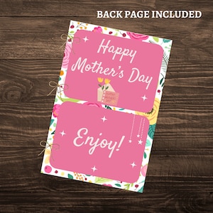 Printable Mother's Day Gift Card Book |mothers Day Gift | Girl Holiday ...