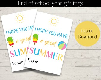 Summer Gift Tags End of School Year - Etsy