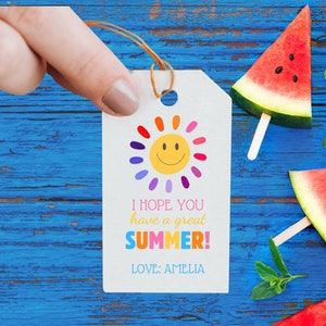 End of School Year Tags, Sun Gift Tags, Teacher Thank You, Last Day of ...
