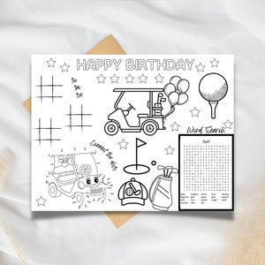 GOLF Coloring Page Golf Birthday Party Activity Game Golfing Birthday ...