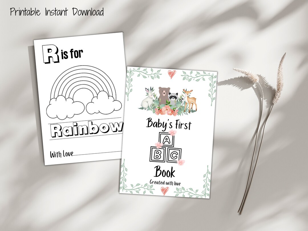 ABC Book Baby Shower Game ,woodland Greenery Alphabet Coloring Book ...