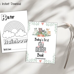 ABC Book Baby Shower Game ,woodland Greenery Alphabet Coloring Book ...