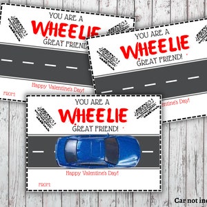 Wheelie Valentines Day Cards, PRINTED Race Car Valentine's Day Cards ...