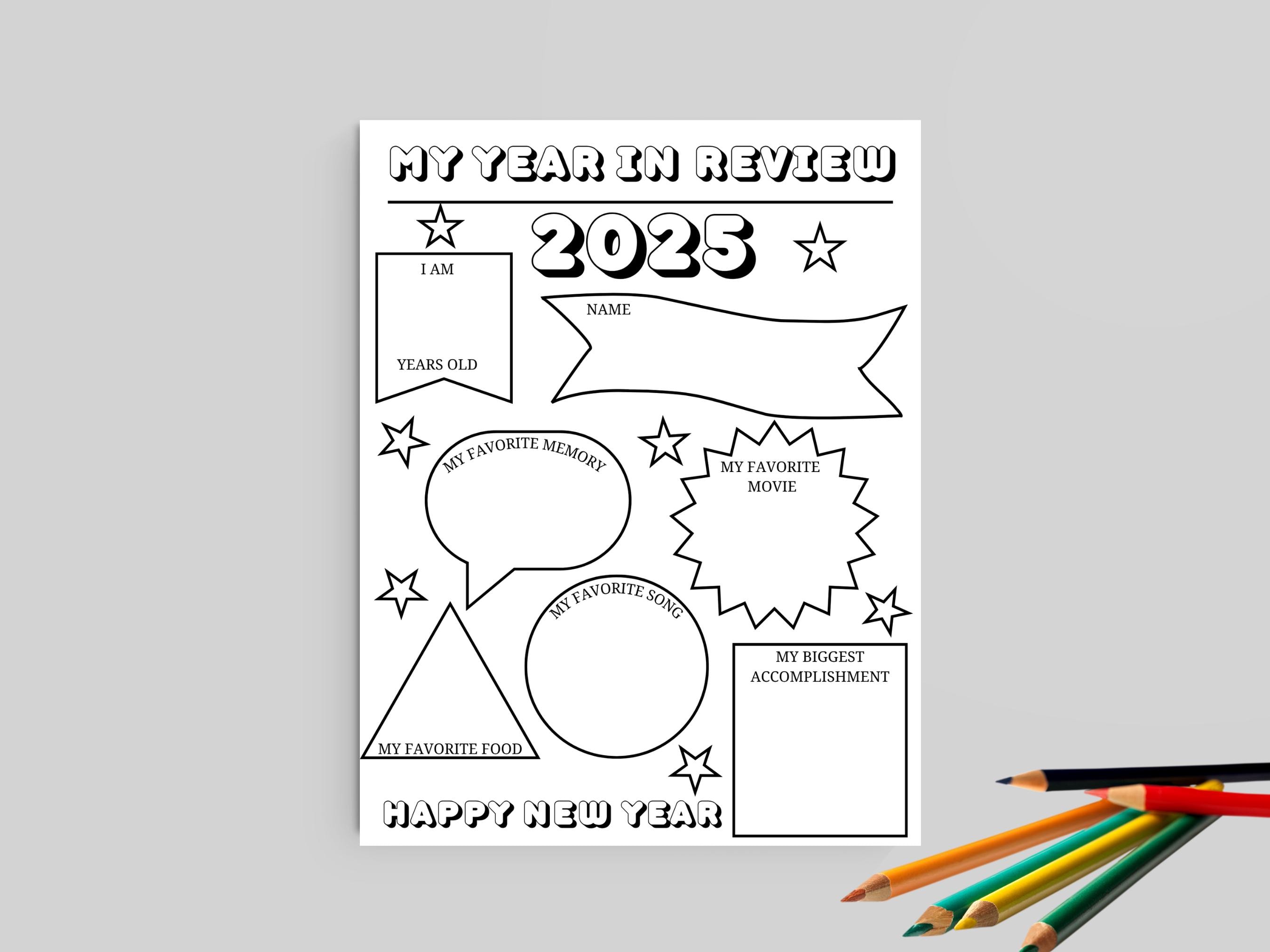 Kids New Year's Resolution Printable- Year in Review and Goals for the ...