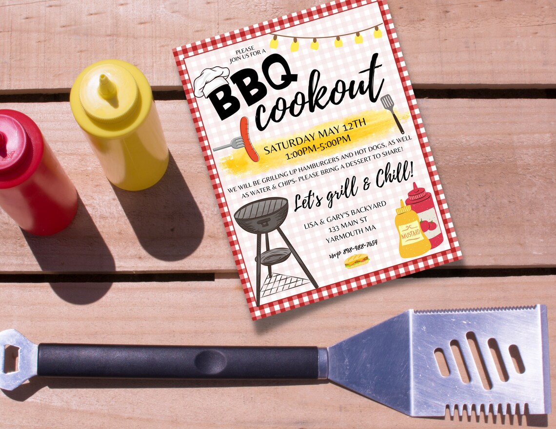 Barbecue Cookout Flyer, Picnic Flyer, Fundraiser Flyer, Neighborhood ...