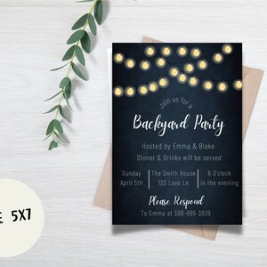 Backyard Party Invitation Template, Birthday, Baby Shower, Couples ...