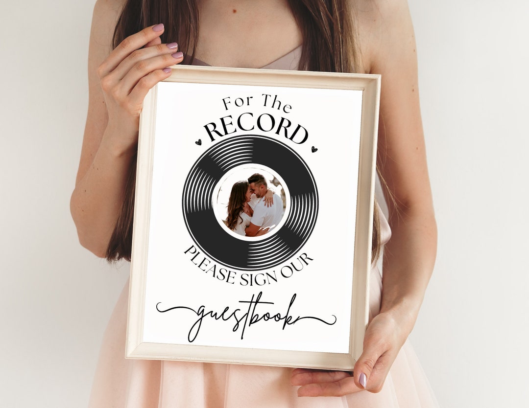 For the Record Sign, Sign Our Record Guest Book, Record Guestbook Sign ...