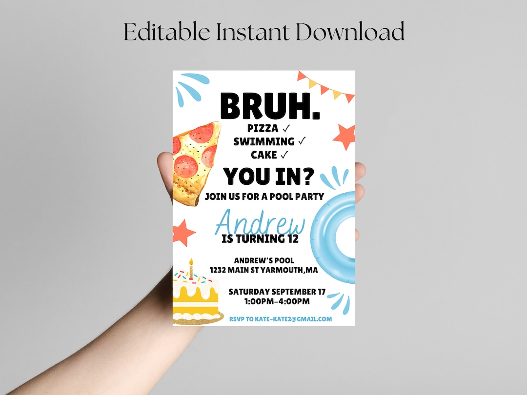 Bruh Birthday Invitation, Bruh It's My Birthday Invite, Teenager ...