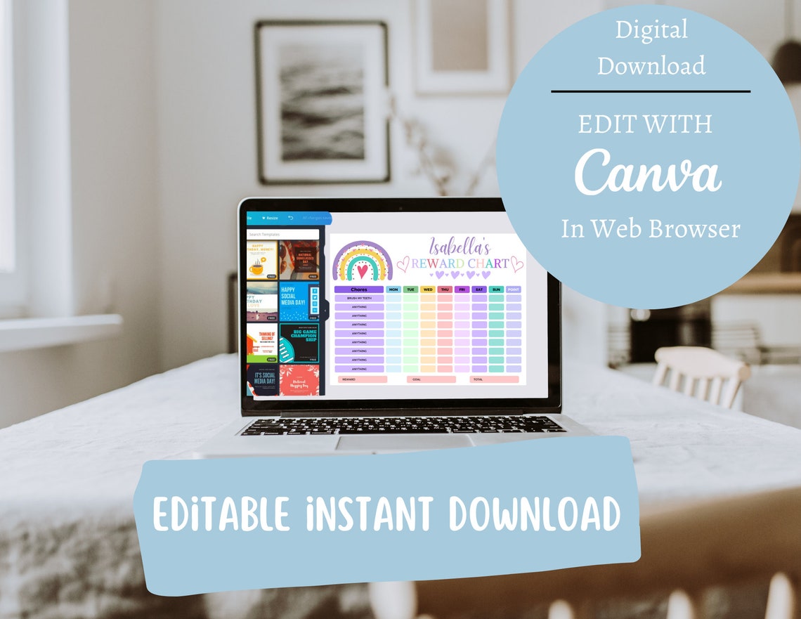 EDITABLE Rainbow Reward Chart Rainbow Behavior Chart Pastel - Etsy