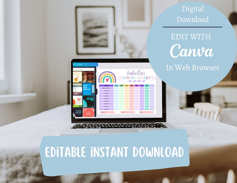EDITABLE Rainbow Reward Chart Rainbow Behavior Chart Pastel - Etsy