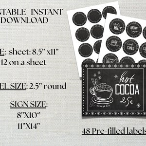 Hot Chocolate Bar Labels -hot Cocoa Bar Sign - Hot Cocoa Bar Labels ...