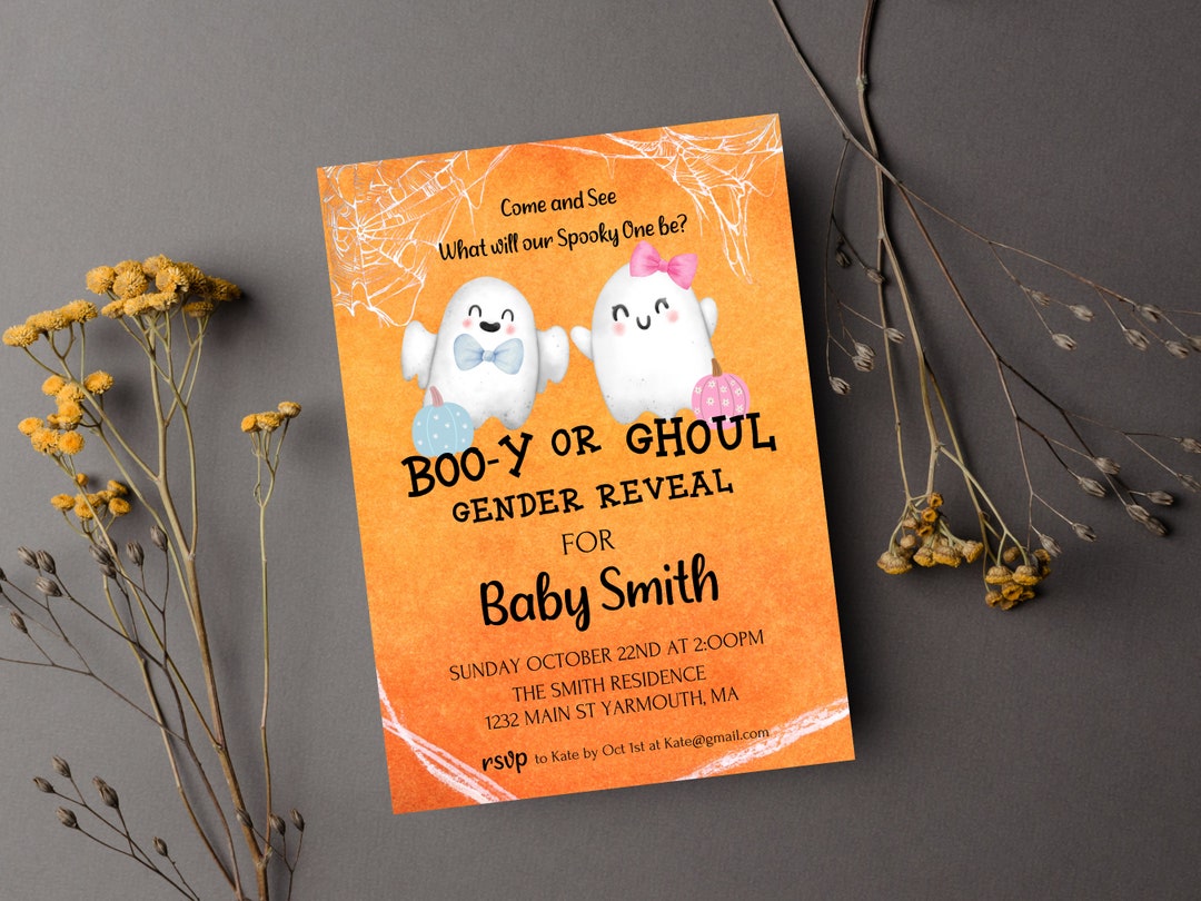 Ghost Gender Reveal Invitation, Boo-y or Ghoul Invitation, Halloween ...