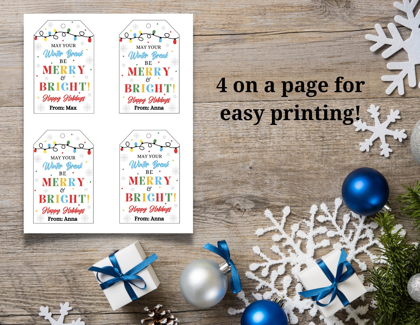 May Your Winter Break Be Merry and Bright Tag Christmas Gift Tag ...