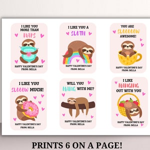 Printable Sloth Valentine's Day Cards, Valentines Card for Kids, Sloth ...