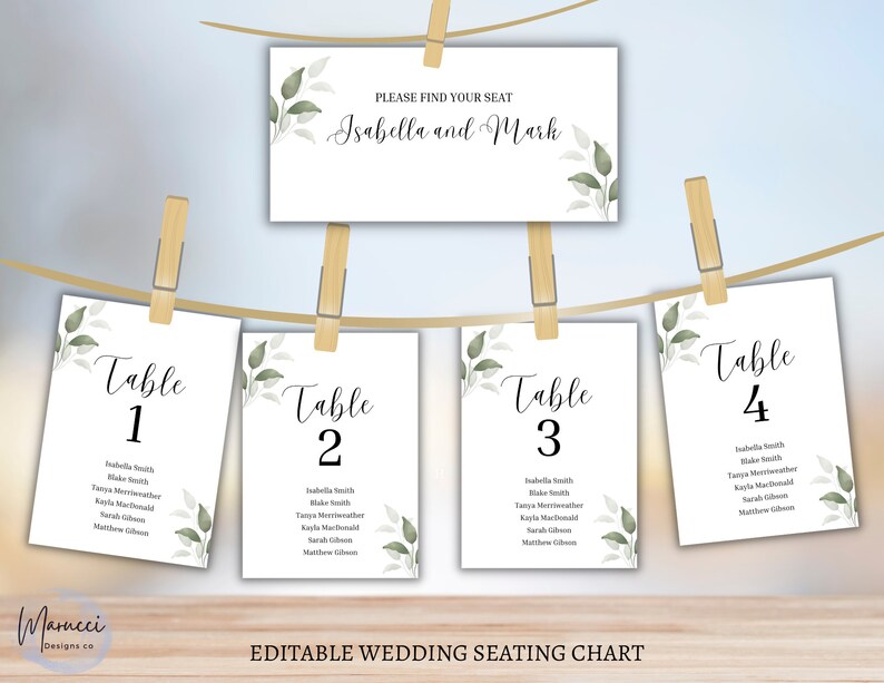 Eucalyptus Wedding Seating Chart Greenery Seat Chart Card - Etsy