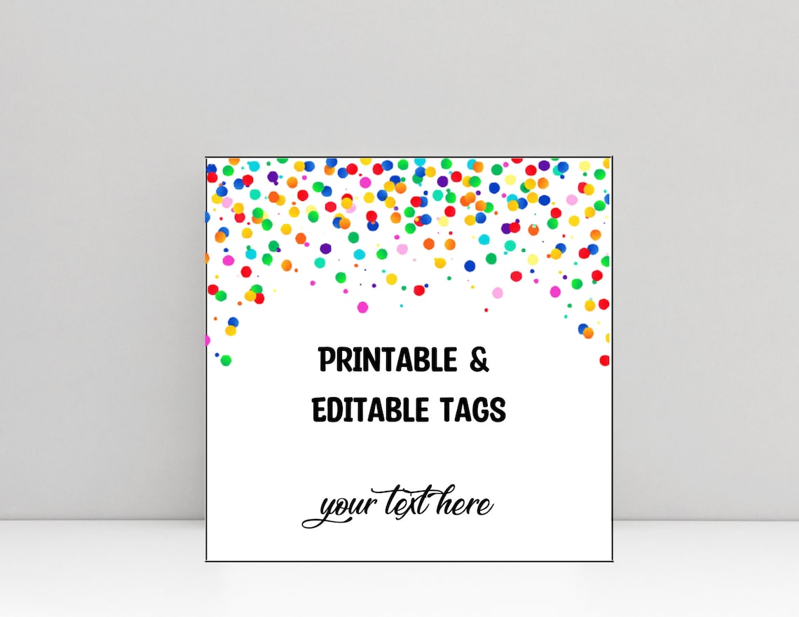 Printable Gift Tag Confetti Tag Template / Editable Favor - Etsy
