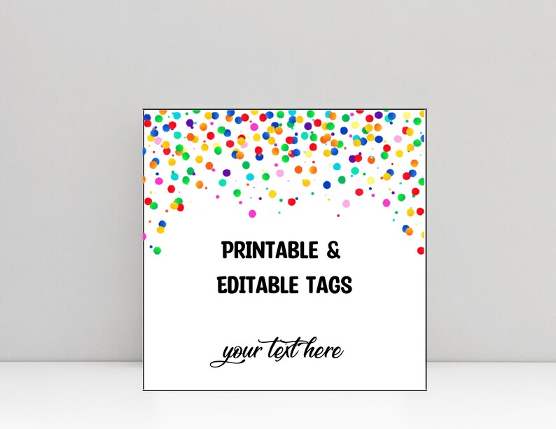 Printable Gift Tag Confetti Tag Template / Editable Favor - Etsy