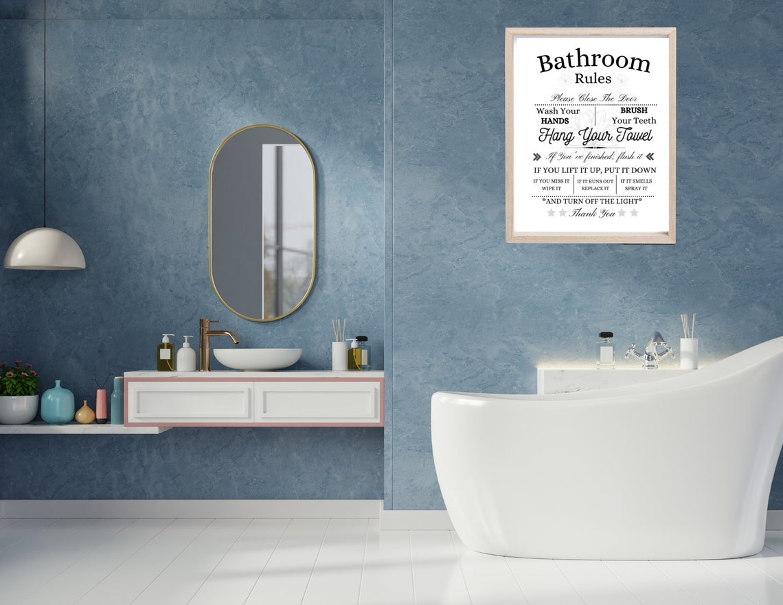 Bathroom Rules Sign printable Signbathroom Decordigital - Etsy