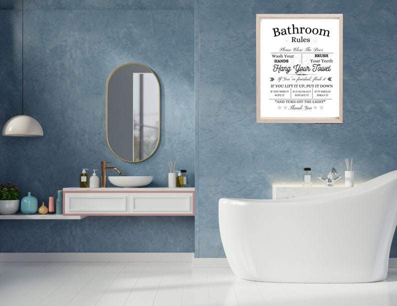 Bathroom Rules Sign printable Signbathroom Decordigital - Etsy