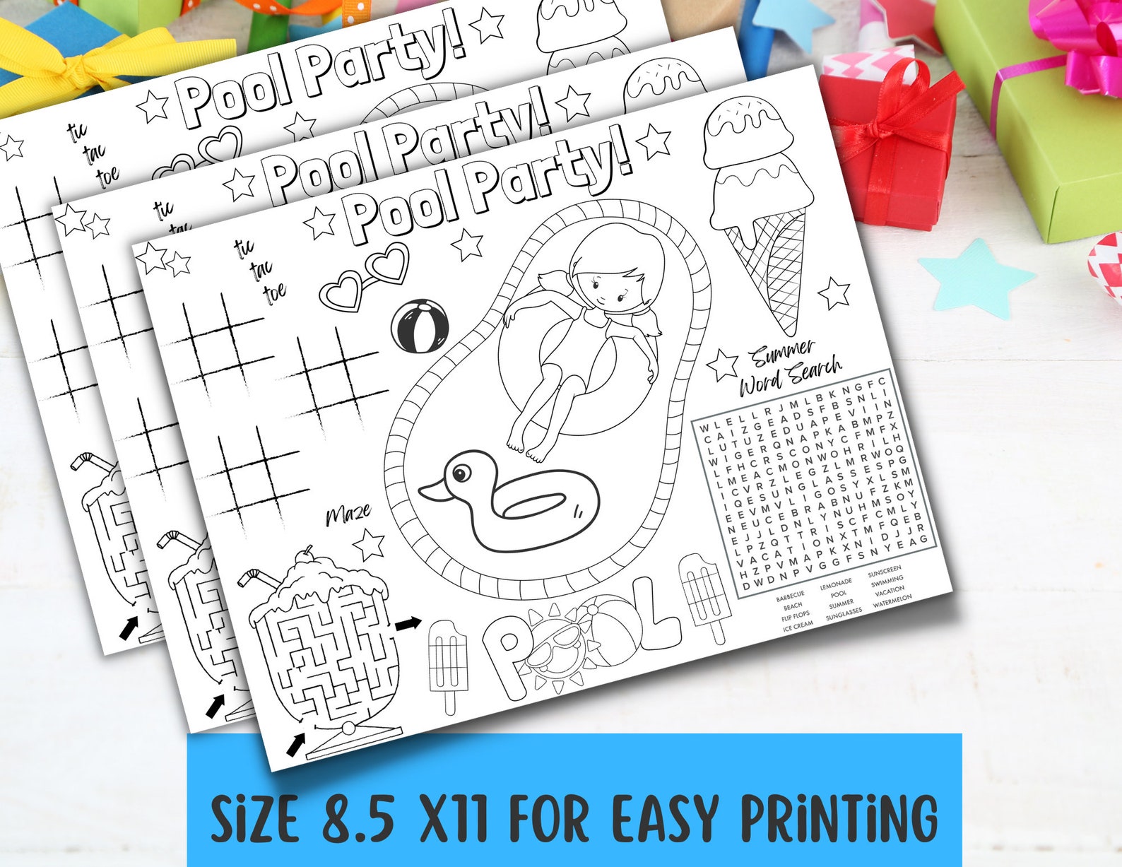 Printable Pool Party Activity Sheet / Kids Printable Activity - Etsy