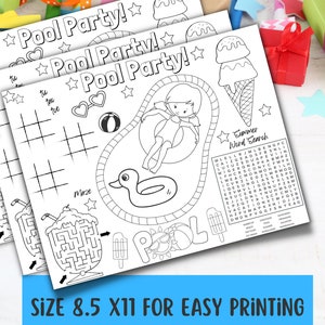 Printable Pool Party Activity Sheet / Kids Printable Activity Sheet ...