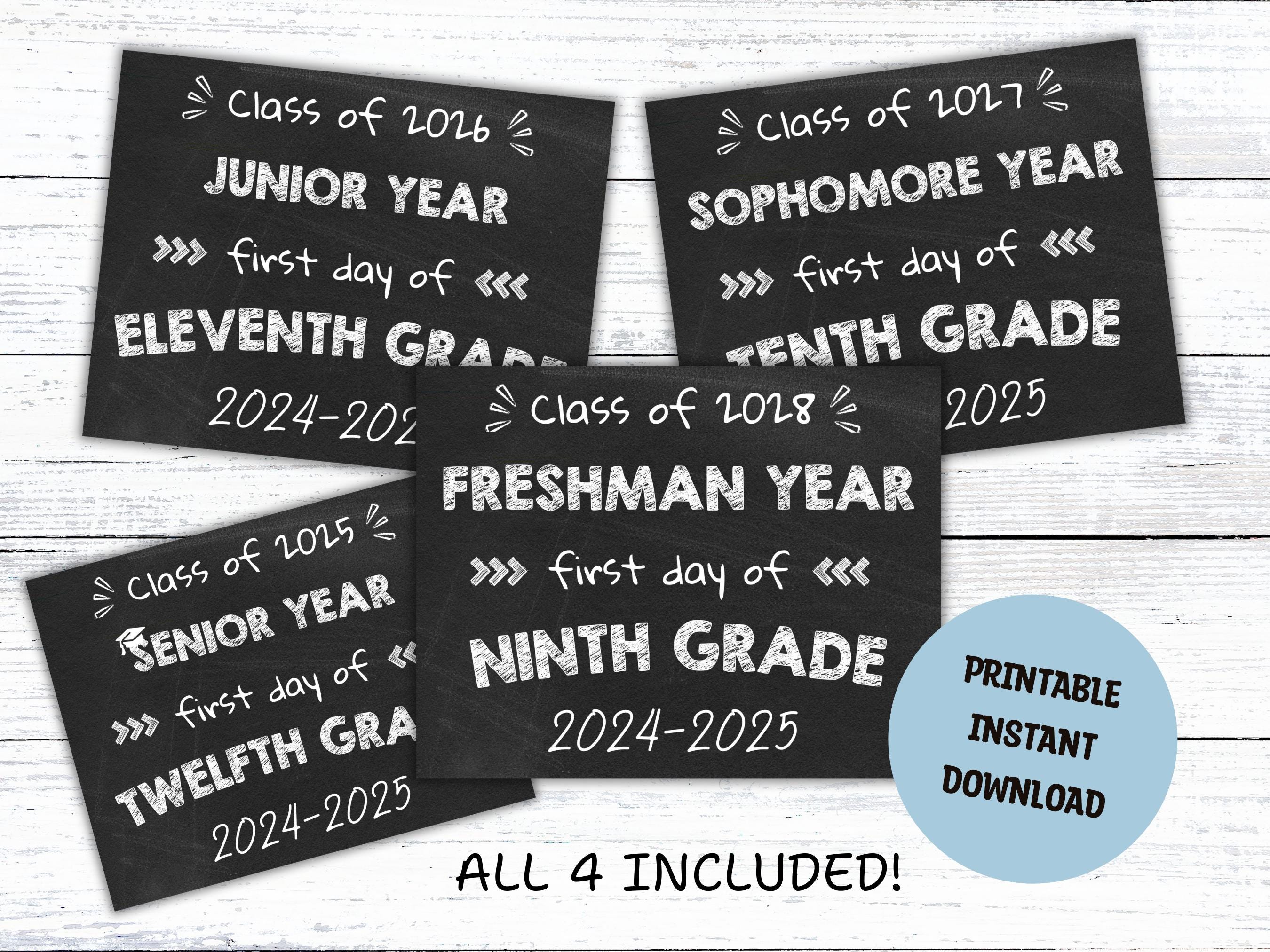 Printable Freshman 9th Grade Sign, First Day of High School Sign,first ...