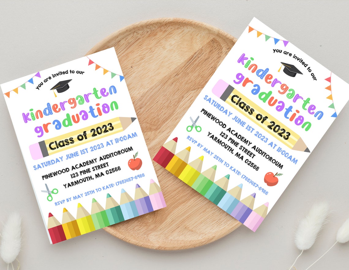 Editable Kindergarten Graduation Invitation, Kindergarten Party Invite ...