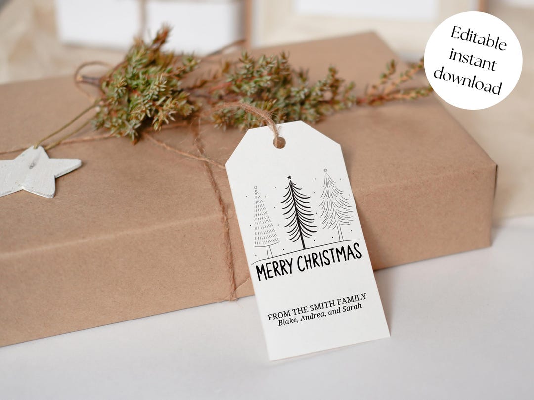 Editable Christmas Favor Tags Holiday Gift Tags Merry Christmas Holiday ...