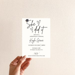 She Did It Graduation Invitation Template, Printable Graduation Party ...